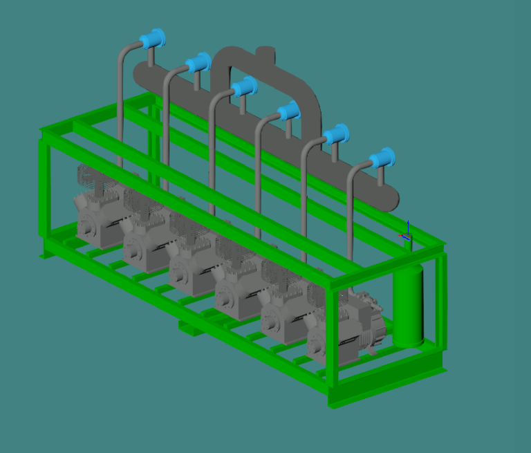 rack 6 bitzer compressors 3D revit (.rfa) downloadable file automation ...
